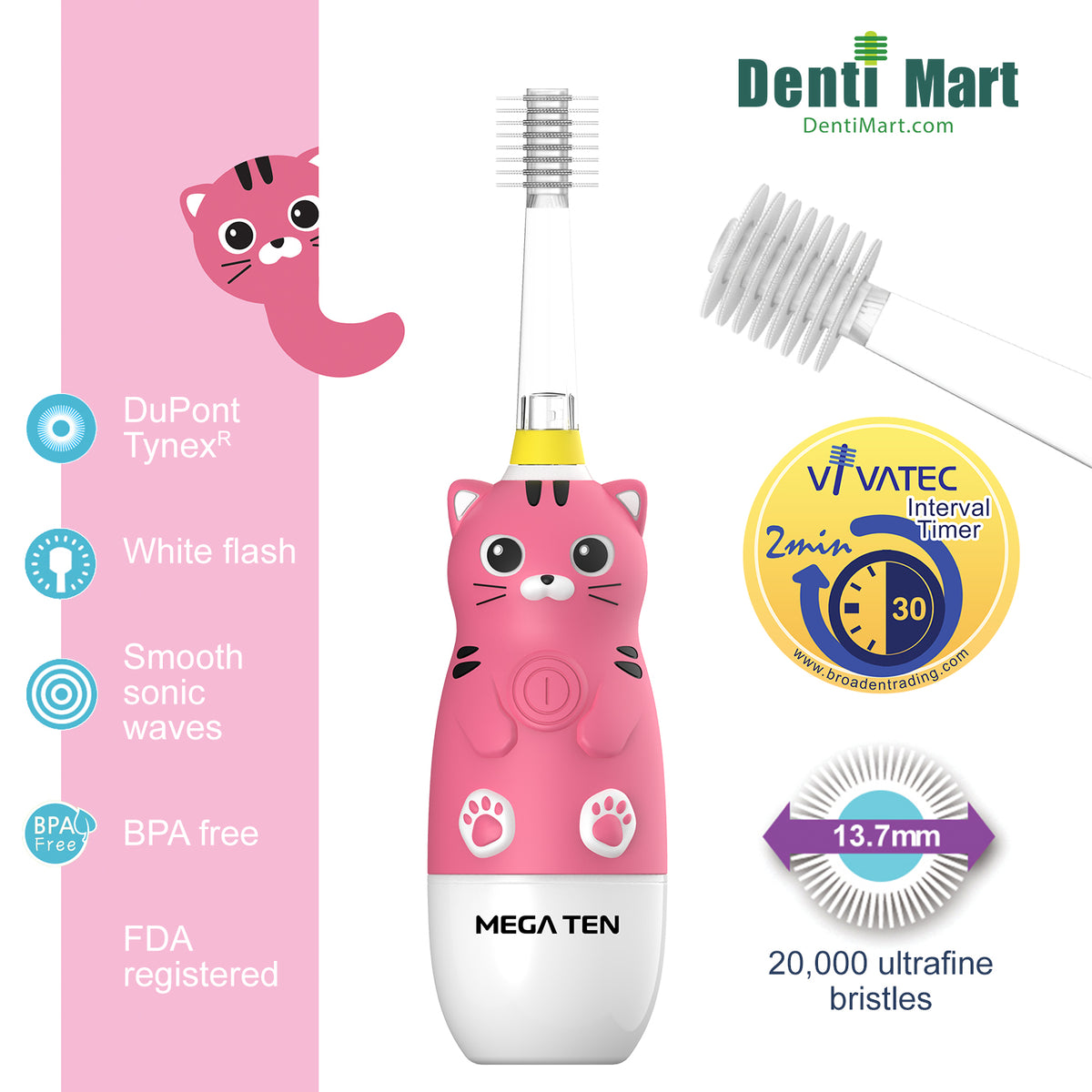 Mega Ten 360 Character Kids Sonic Toothbrush Cat – Denti Mart